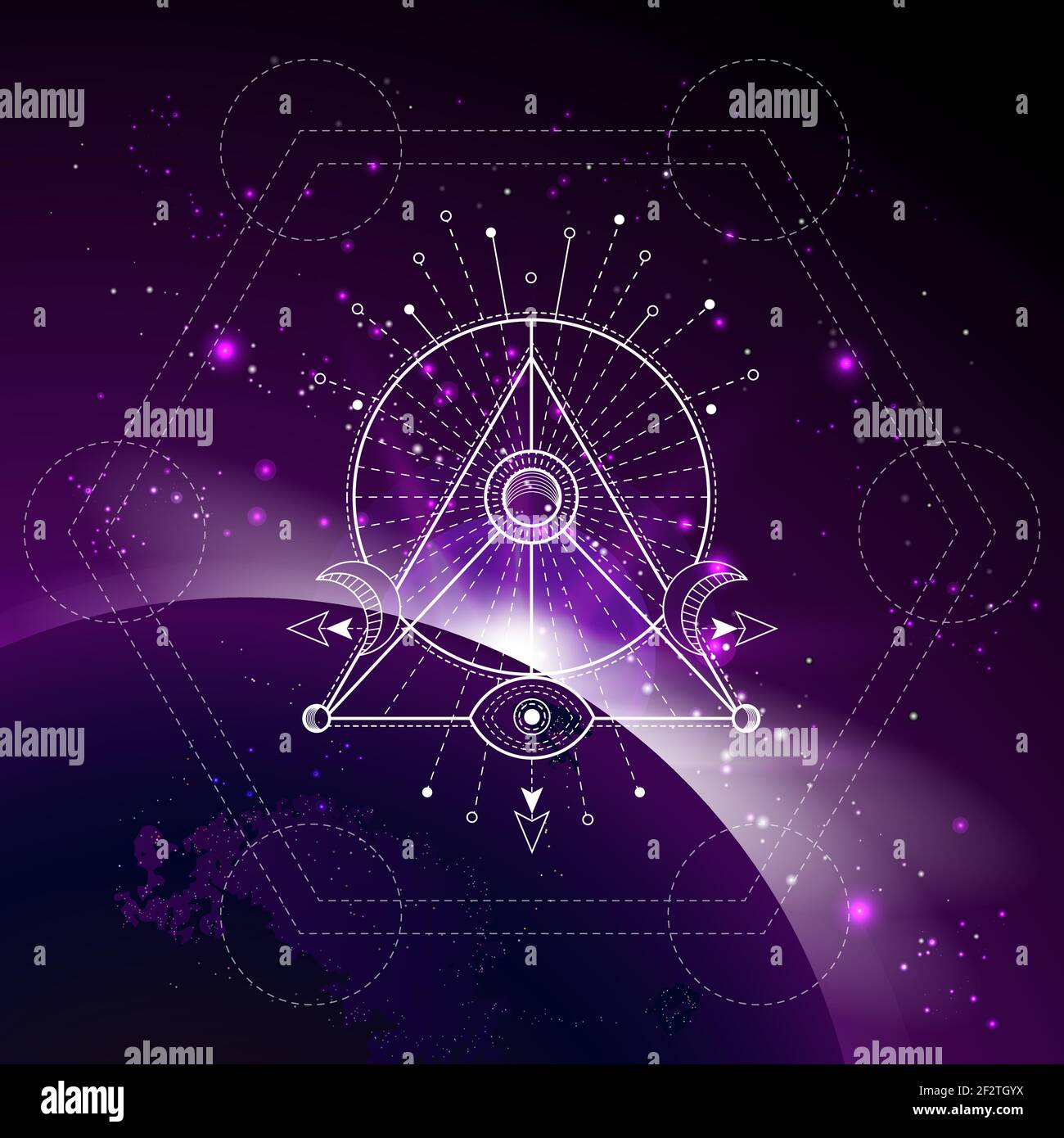 Vector illustration of Sacred or mystic symbol against the space ...