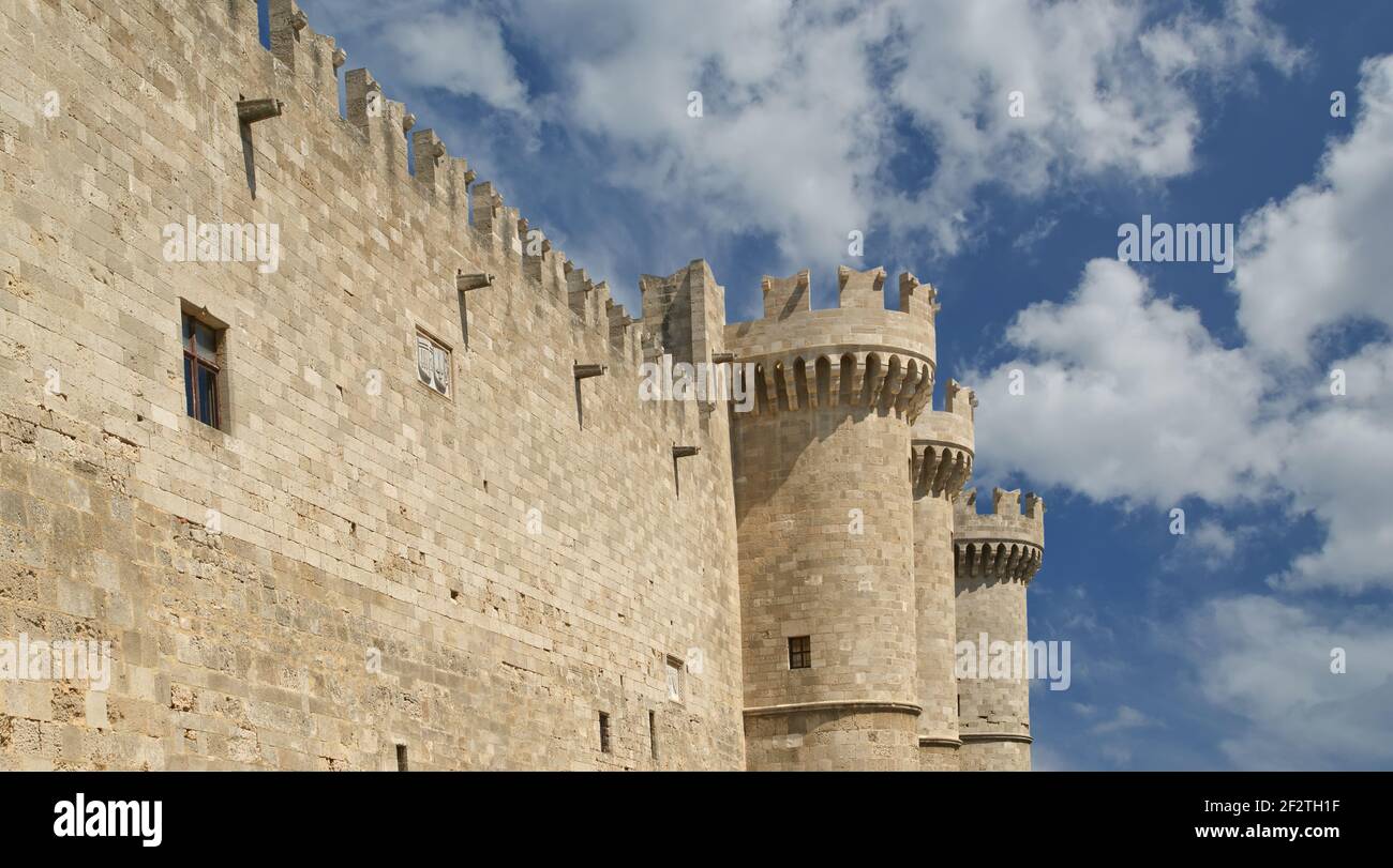 Rhodes Island, Greece, a symbol of Rhodes, of the famous Knights Grand ...