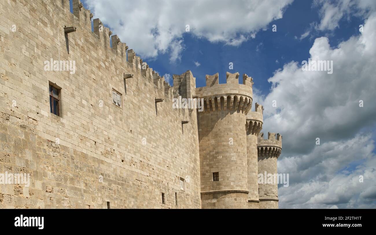 Rhodes Island, Greece, a symbol of Rhodes, of the famous Knights Grand ...