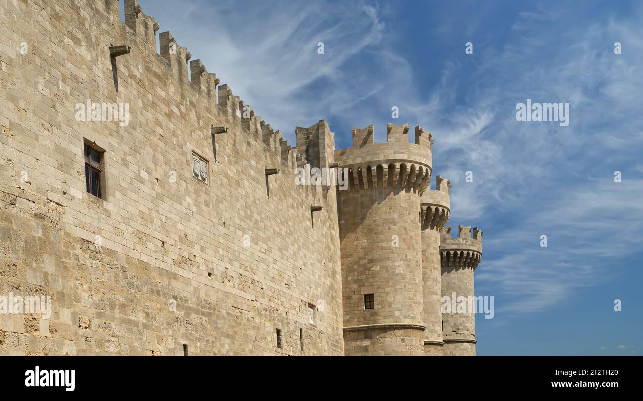 Rhodes Island, Greece, a symbol of Rhodes, of the famous Knights Grand ...