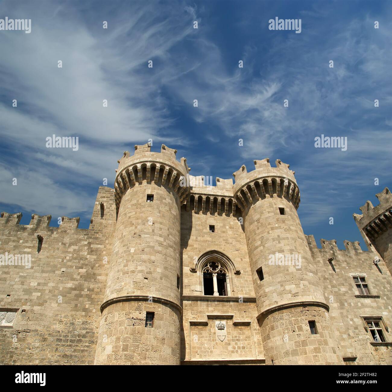 Rhodes Island, Greece, a symbol of Rhodes, of the famous Knights Grand ...