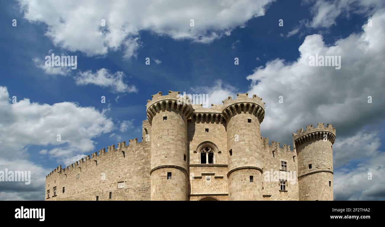 Rhodes Island, Greece, a symbol of Rhodes, of the famous Knights Grand ...