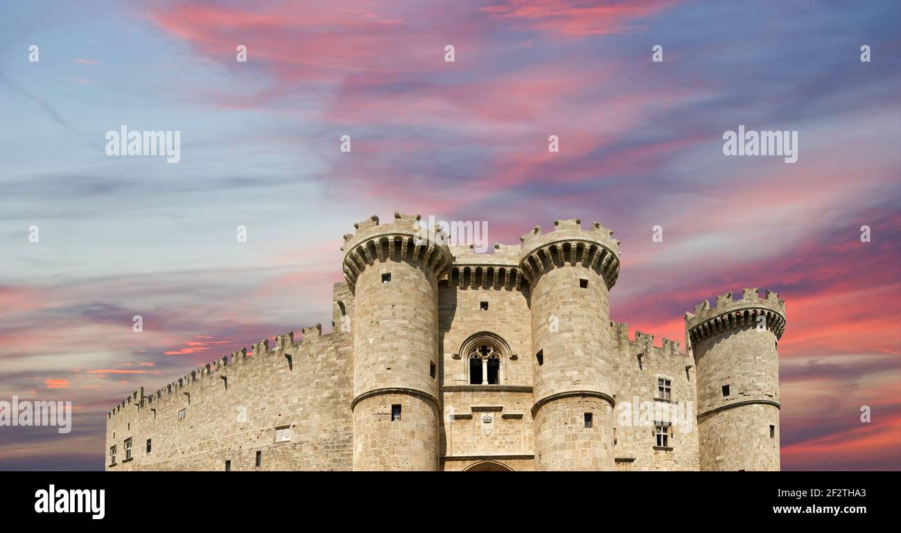 Rhodes Island, Greece, a symbol of Rhodes, of the famous Knights Grand ...
