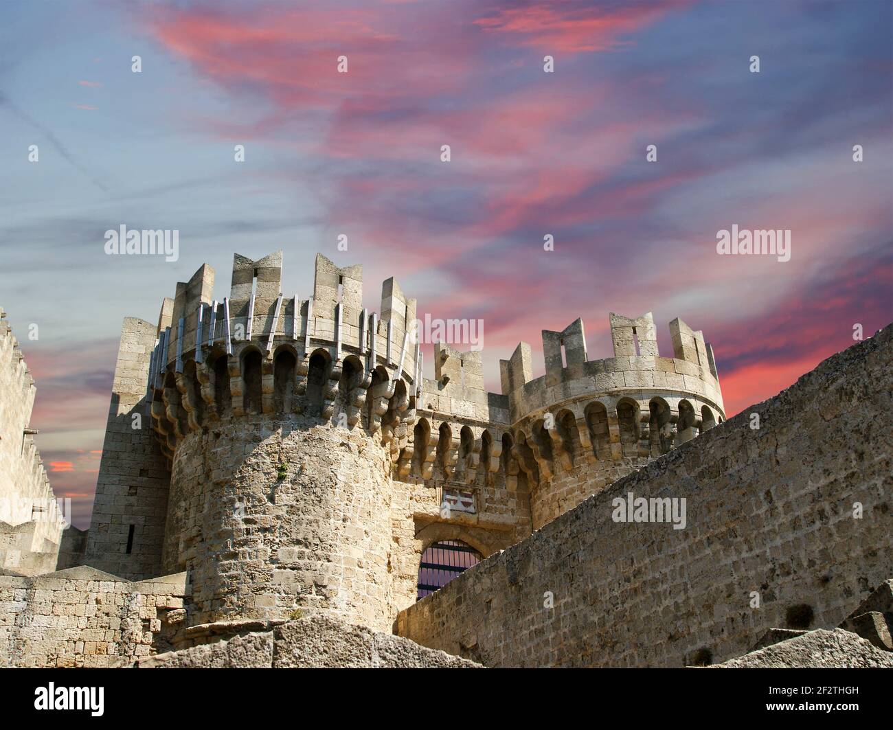 Rhodes Island, Greece, a symbol of Rhodes, of the famous Knights Grand ...