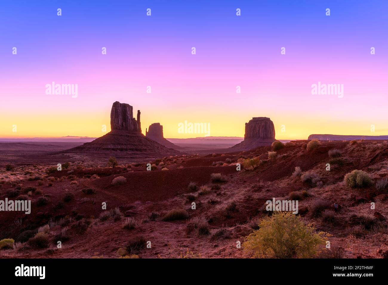 Beautiful colorful sunrise view of famous Buttes of Monument Valley on ...