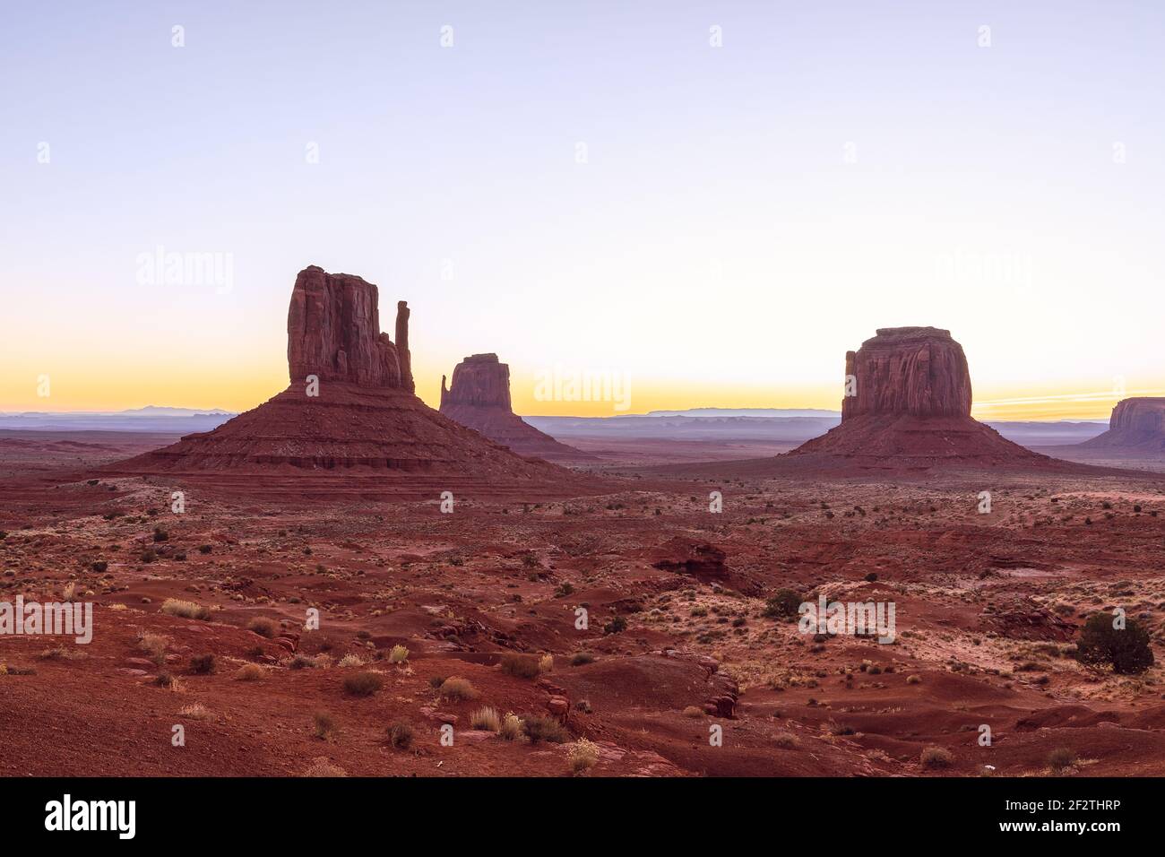 Beautiful sunrise view of famous Buttes of Monument Valley on the ...
