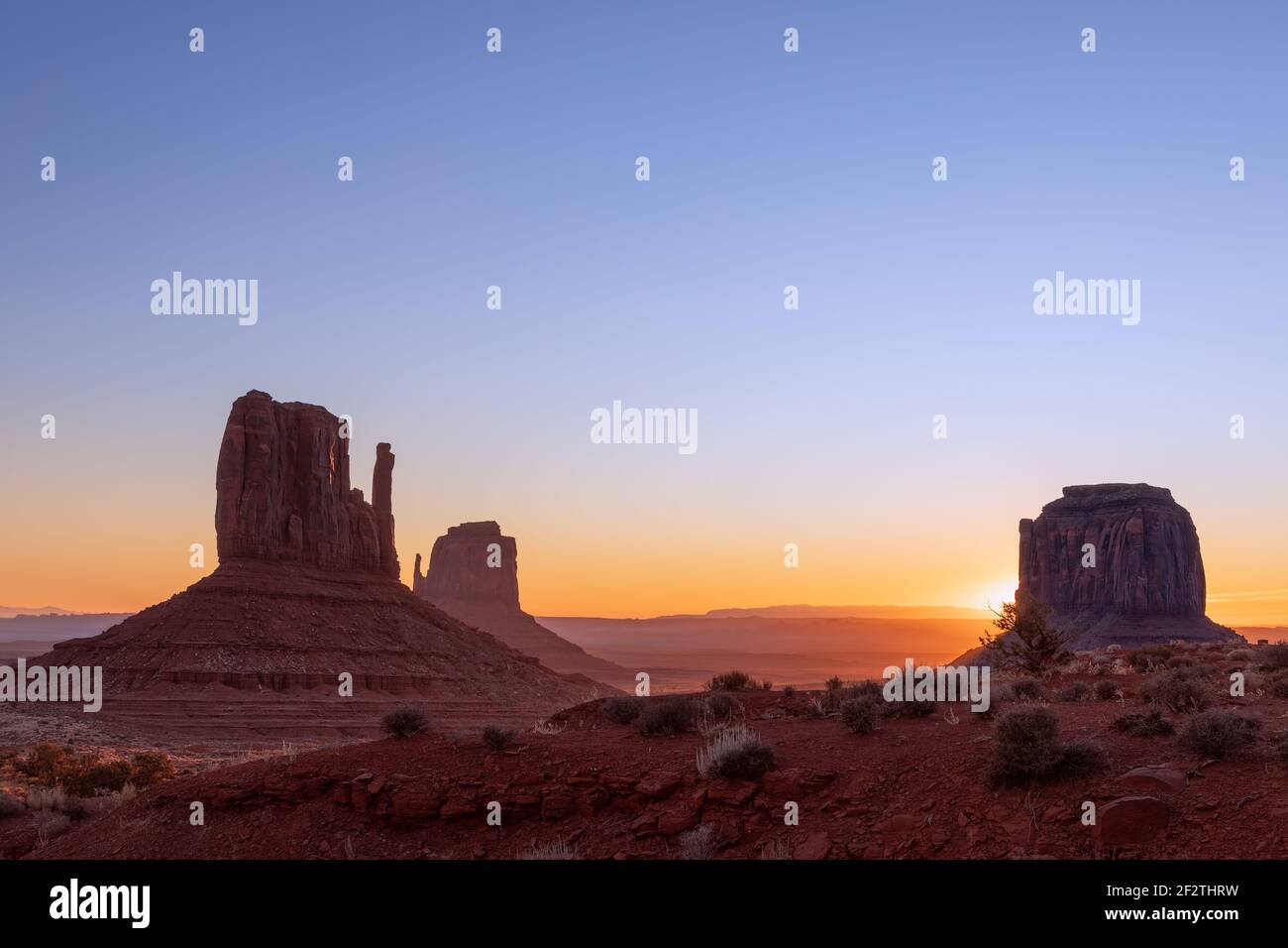 Beautiful sunrise view of famous Buttes of Monument Valley on the ...