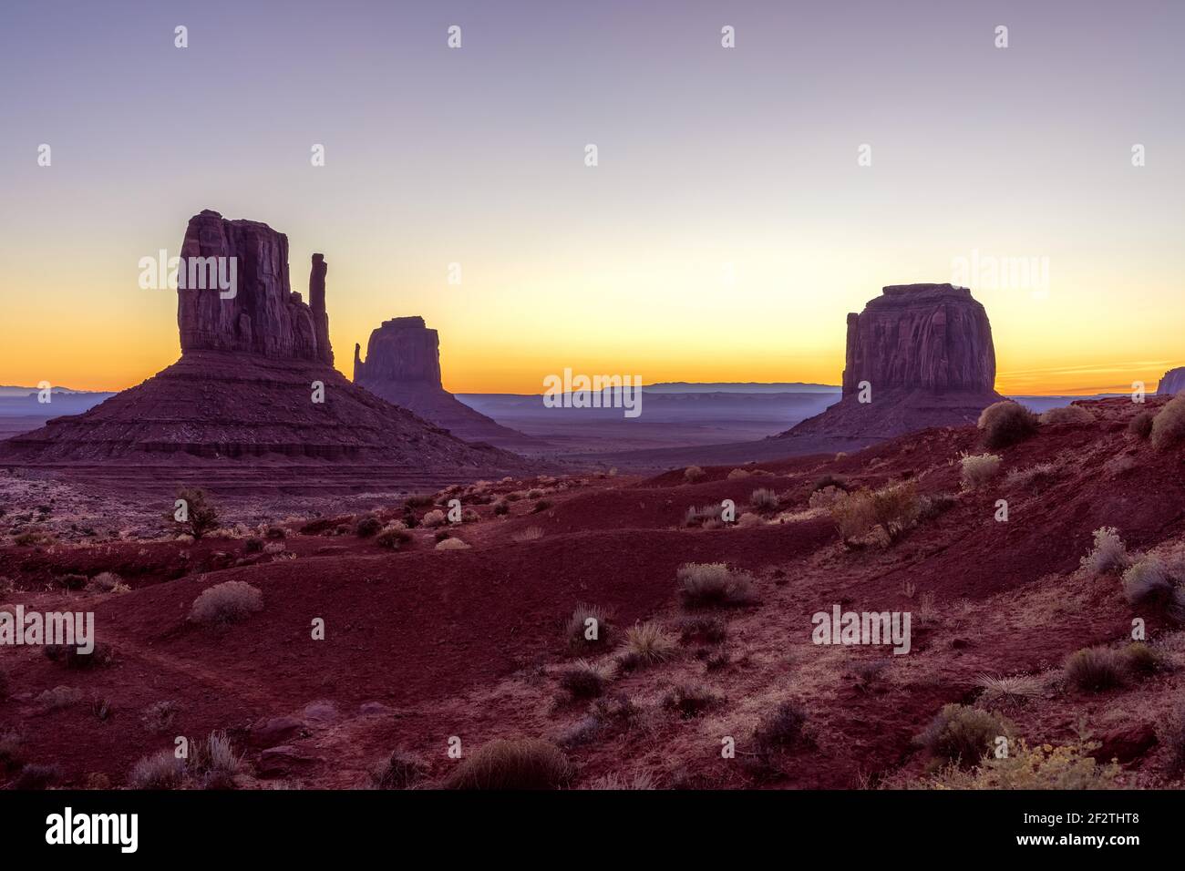 Beautiful colorful sunrise view of famous Buttes of Monument Valley on ...