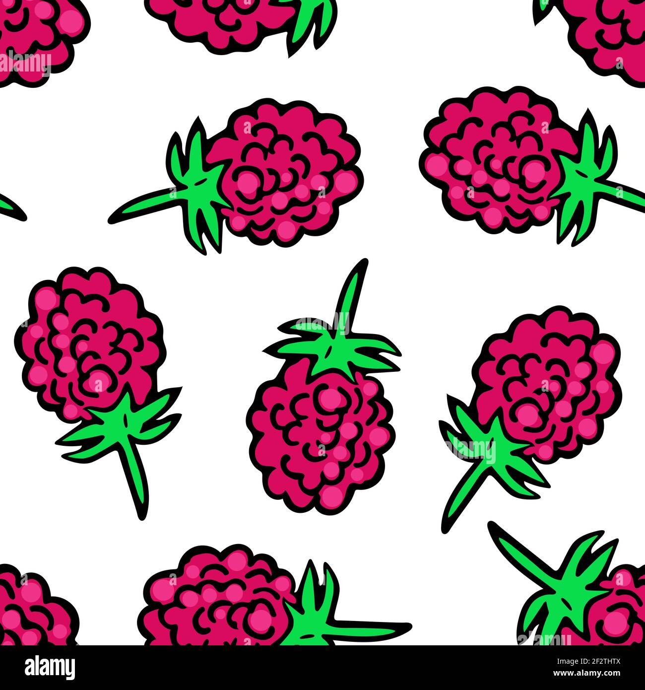Raspberry berry pattern. Bright crimson color. Vector berries. A ...