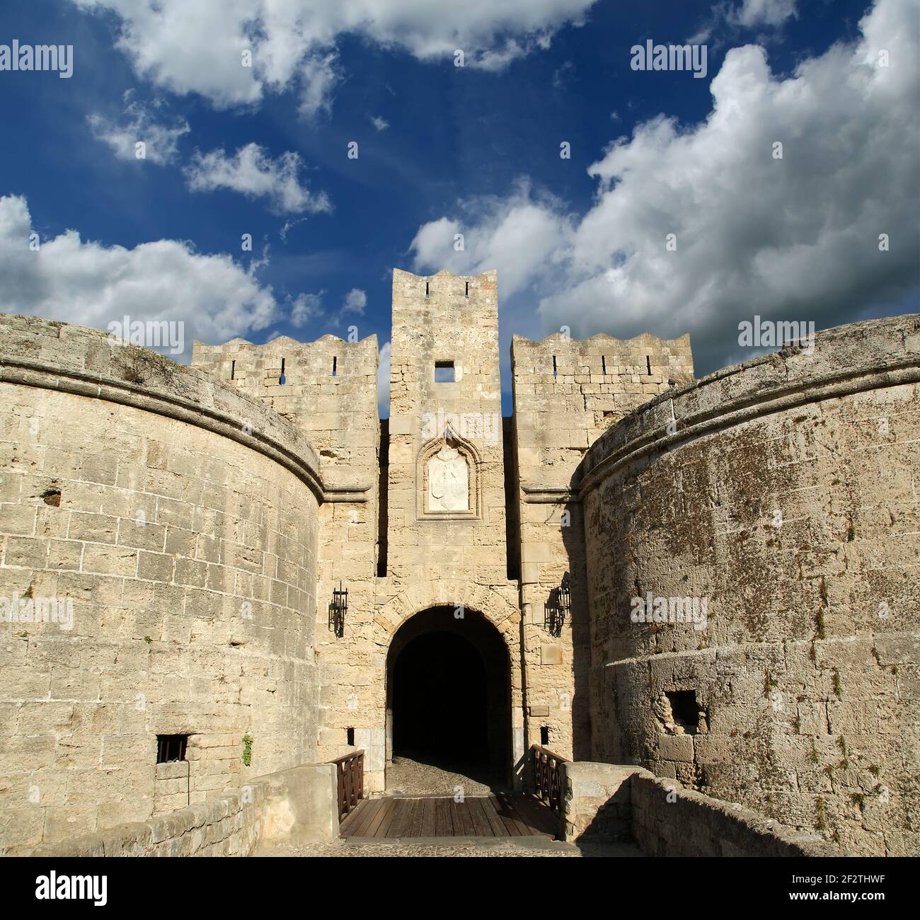Medieval city walls in Rhodes town, Greece Stock Photo - Alamy