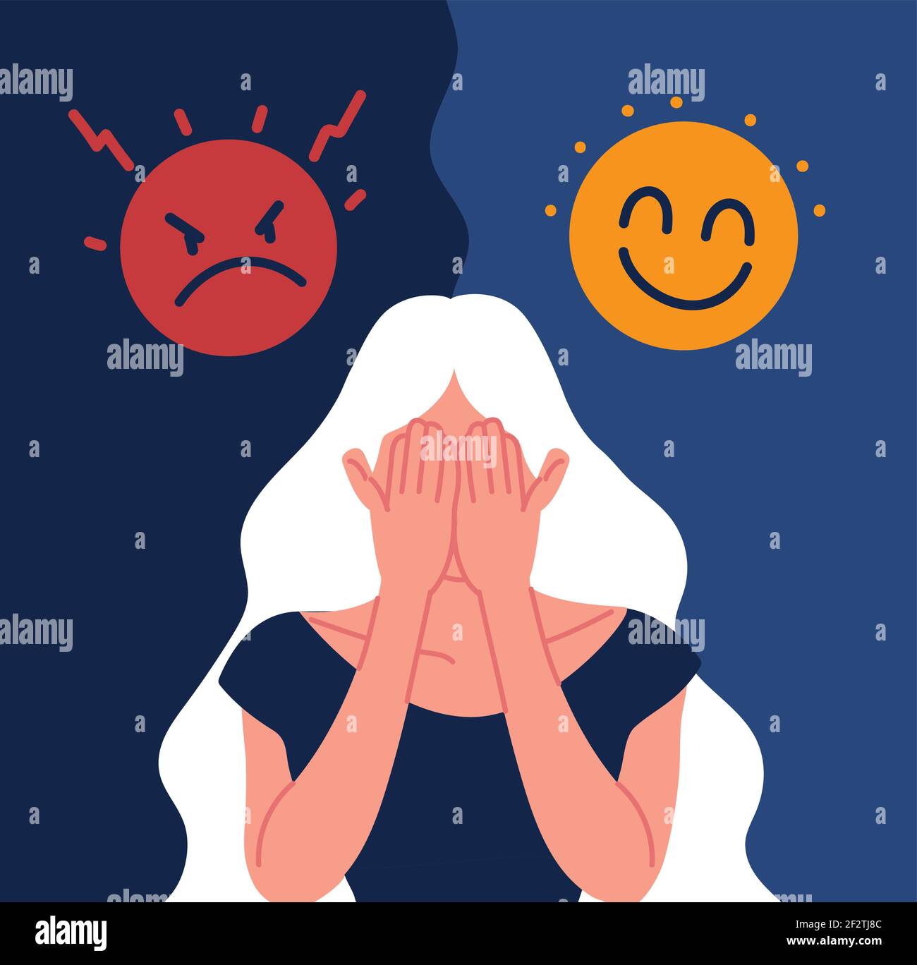 woman happy depressed mental health Stock Vector Image & Art - Alamy