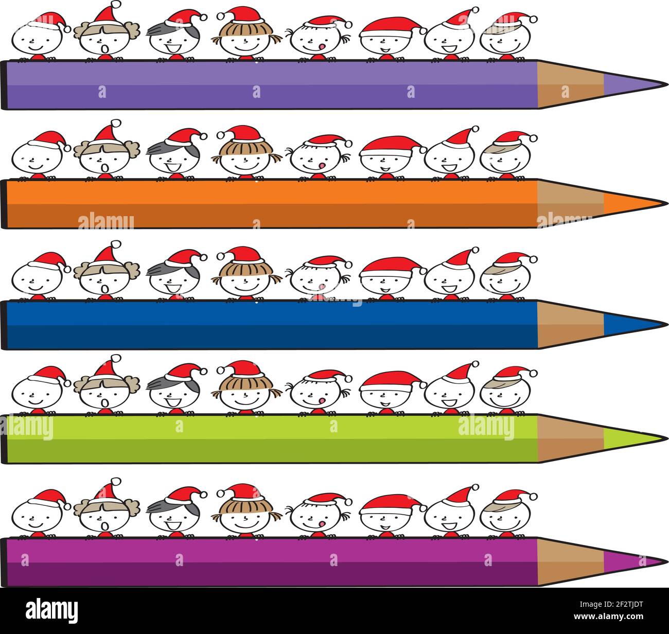 vector cartoon children hold colour pencil background Stock Vector ...