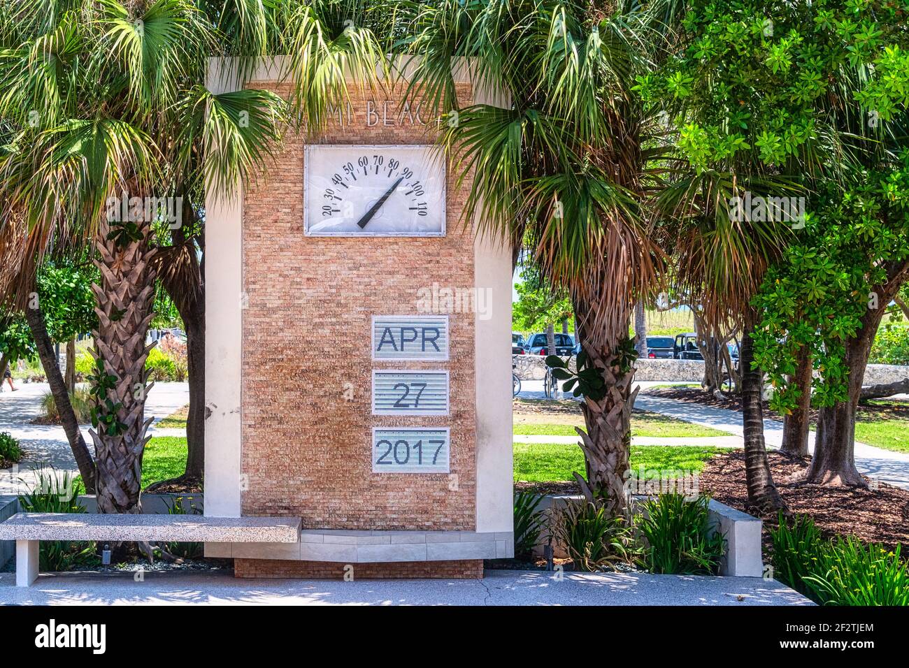Structure with clock in a park, Miami City, Florida, USA Stock Photo ...