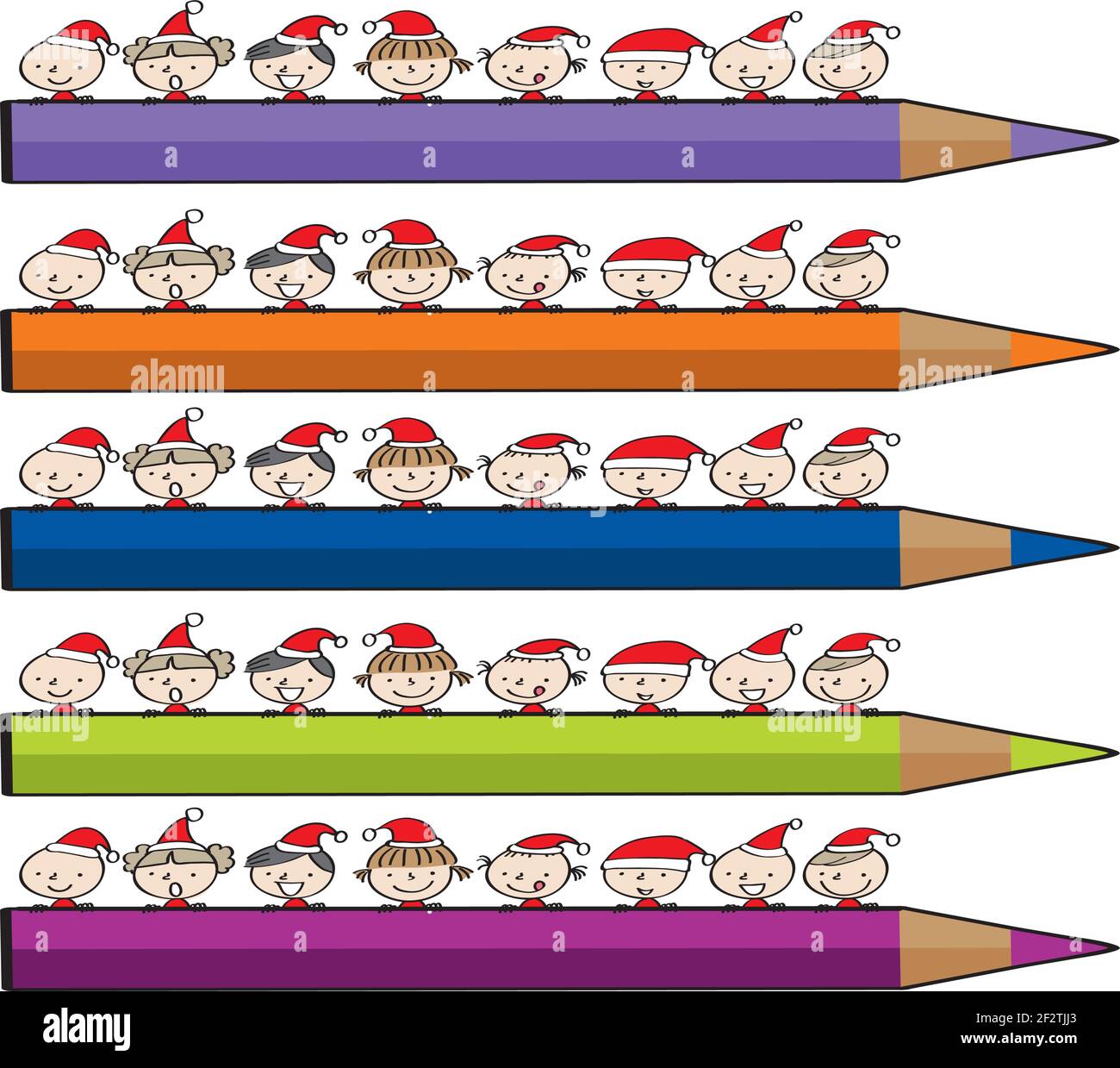 vector cartoon children hold colour pencil background Stock Vector ...