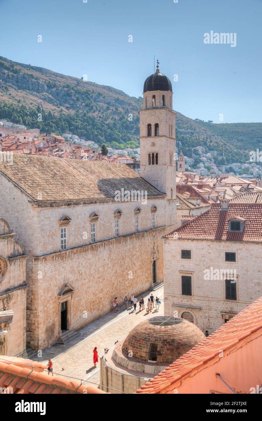 Monastery courtyard dubrovnik croatia tower hi-res stock photography ...