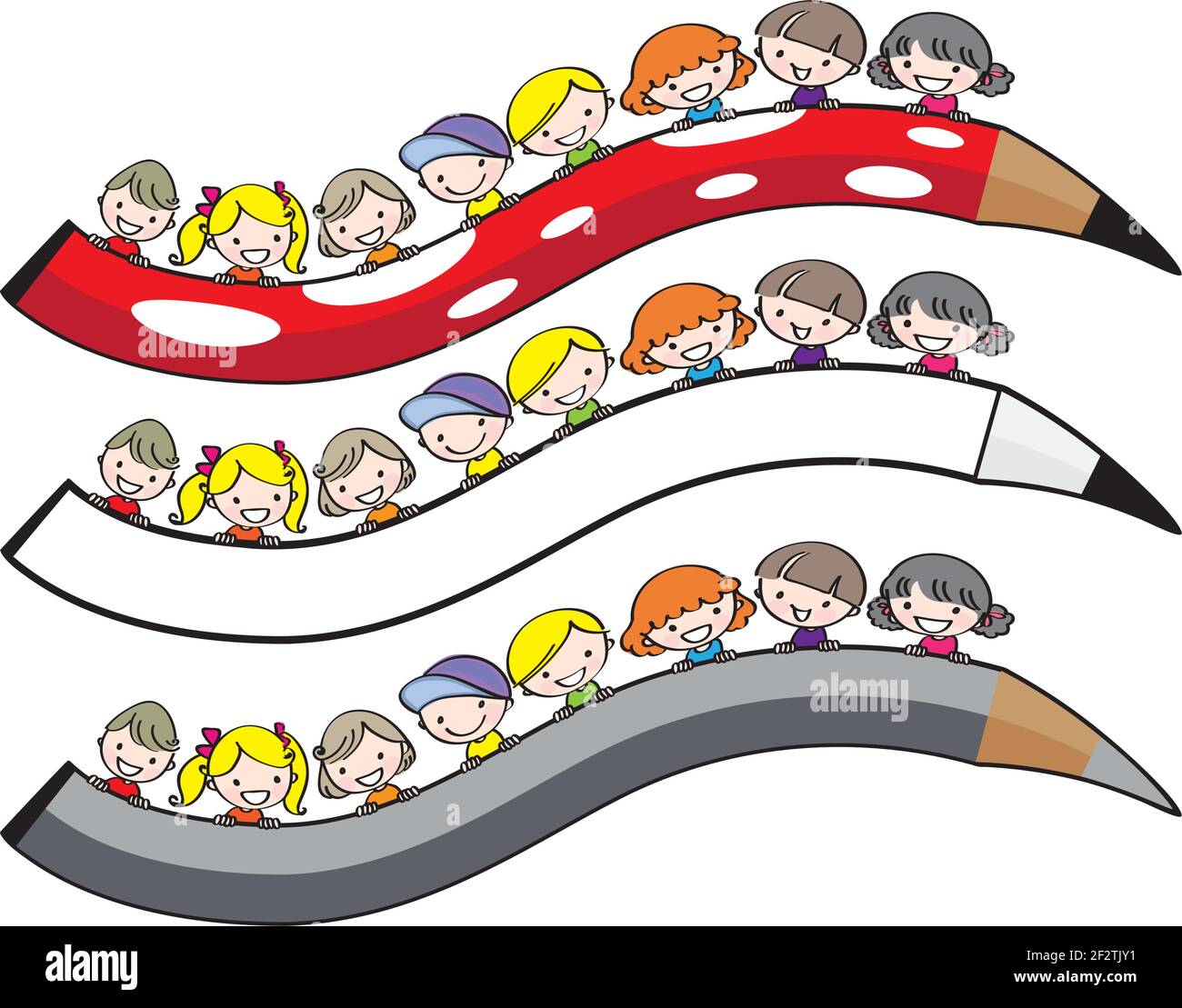 vector cartoon children hold colour pencil background Stock Vector ...