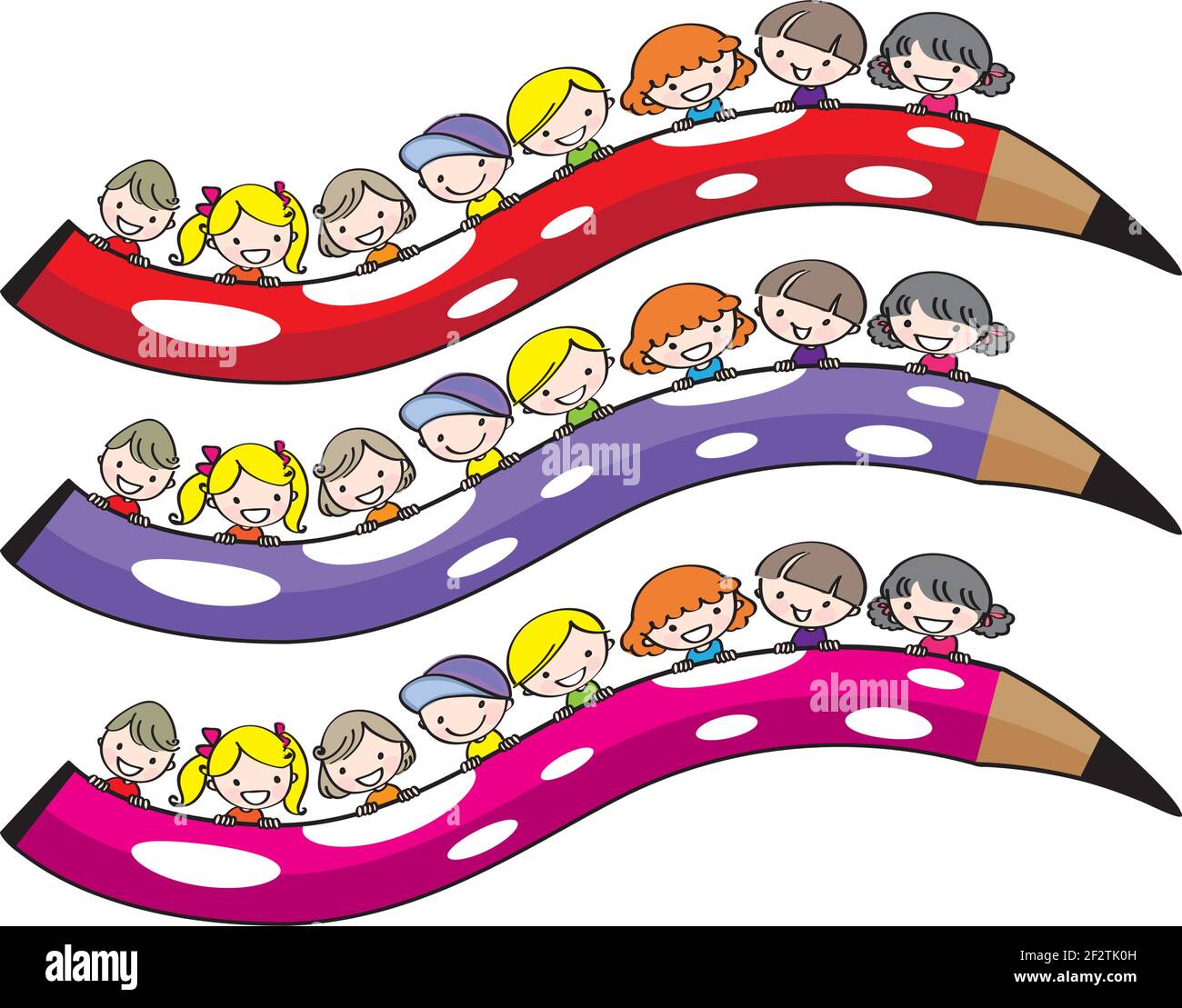 vector cartoon children hold colour pencil background Stock Vector ...