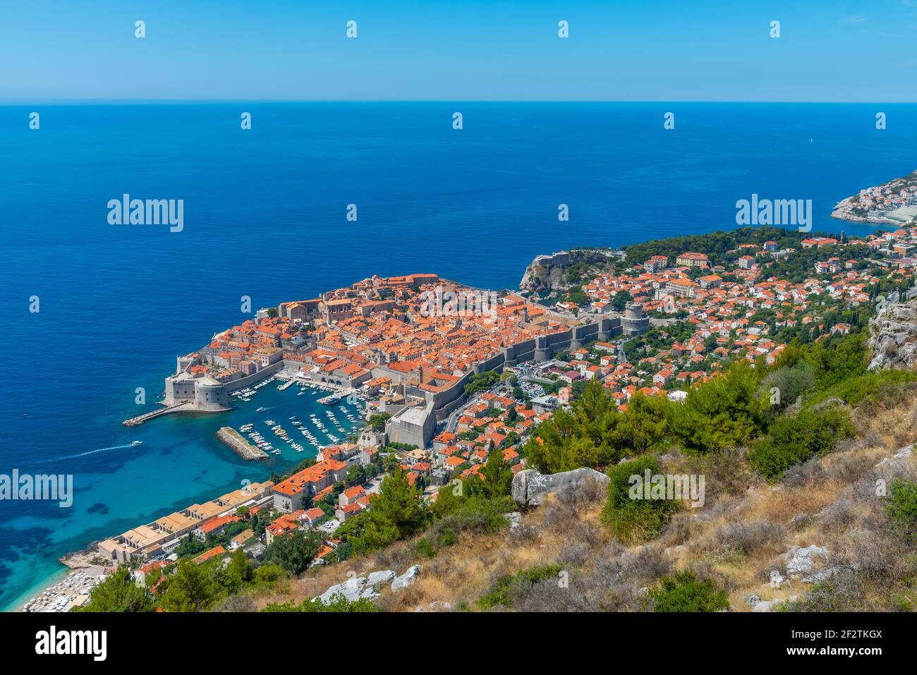 Aerial view of Croatian town Dubrovnik from Srd hill Stock Photo - Alamy