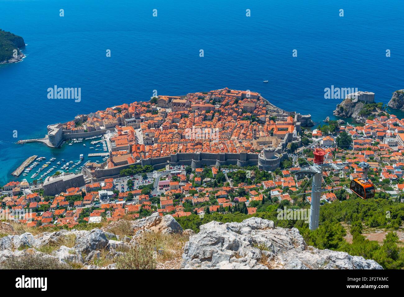 Aerial view of Croatian town Dubrovnik from Srd hill Stock Photo - Alamy