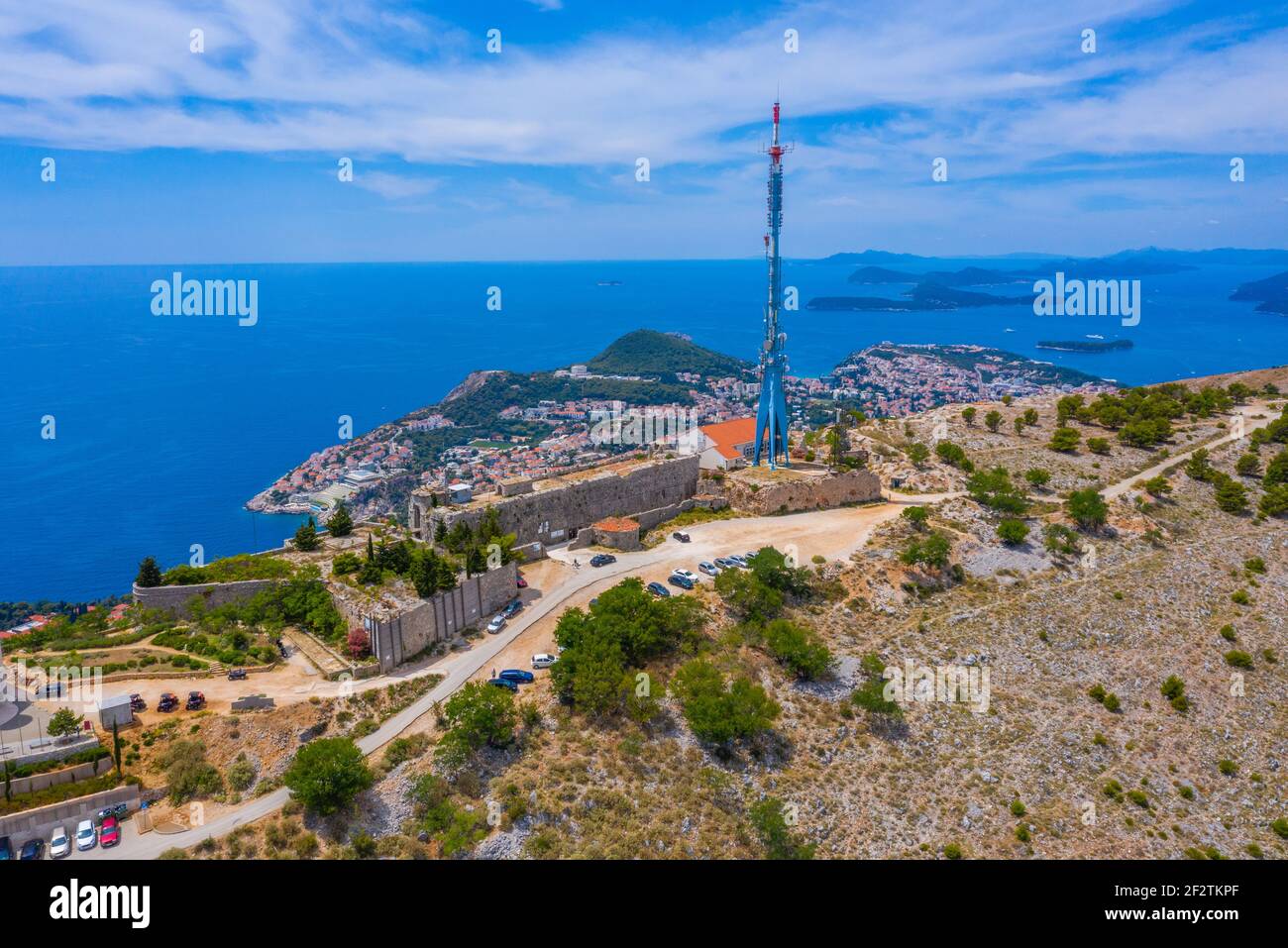 Aerial view of fort Imperial in Croatian town Dubrovnik Stock Photo - Alamy