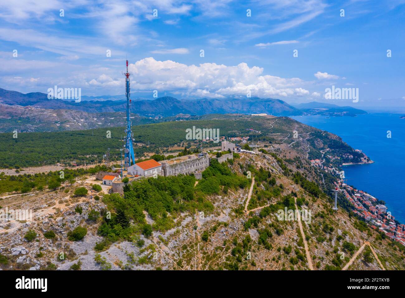 Aerial view of fort Imperial in Croatian town Dubrovnik Stock Photo - Alamy
