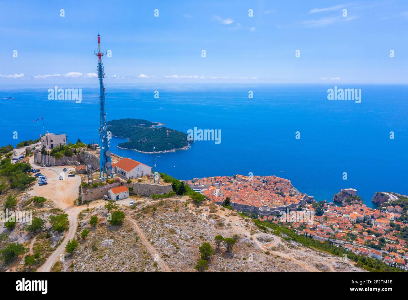 Aerial view of fort Imperial in Croatian town Dubrovnik Stock Photo - Alamy