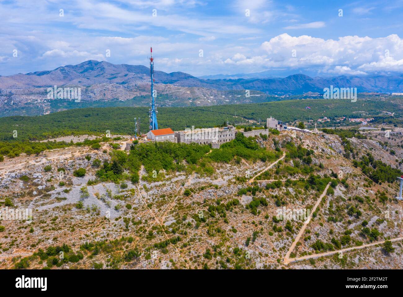 Aerial view of fort Imperial in Croatian town Dubrovnik Stock Photo - Alamy