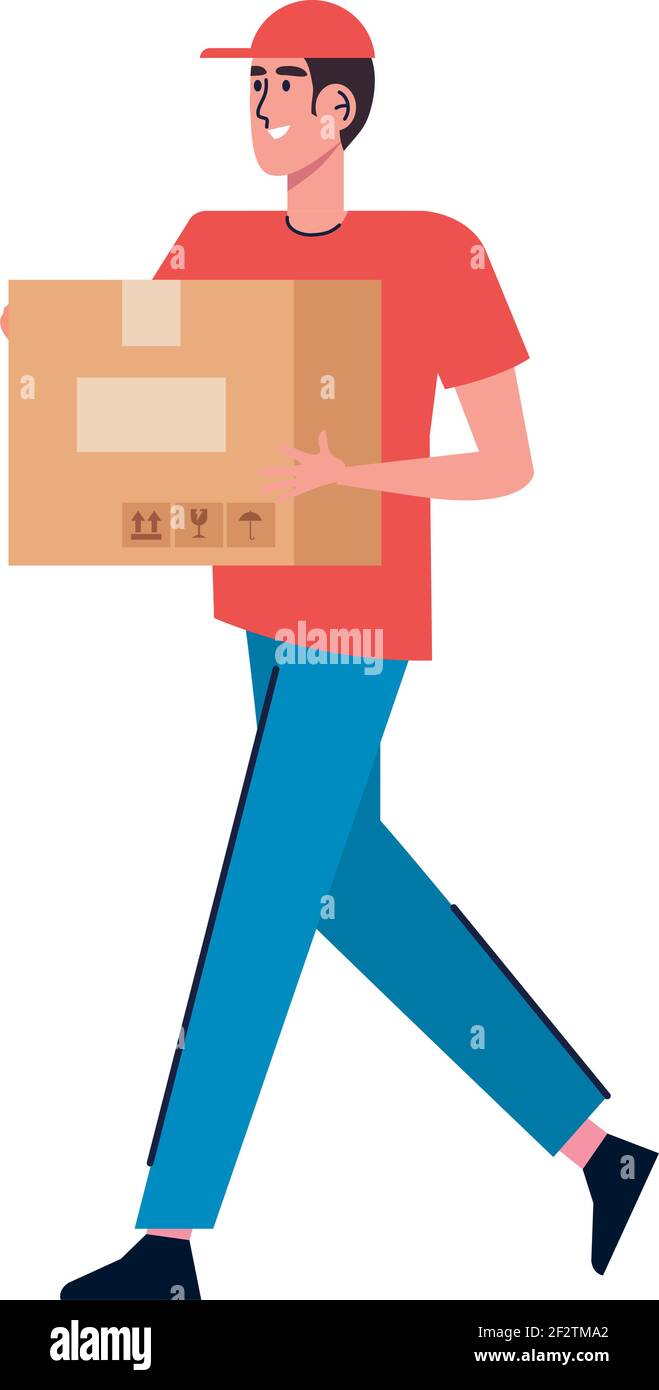 worker lifting box Stock Vector Image & Art - Alamy