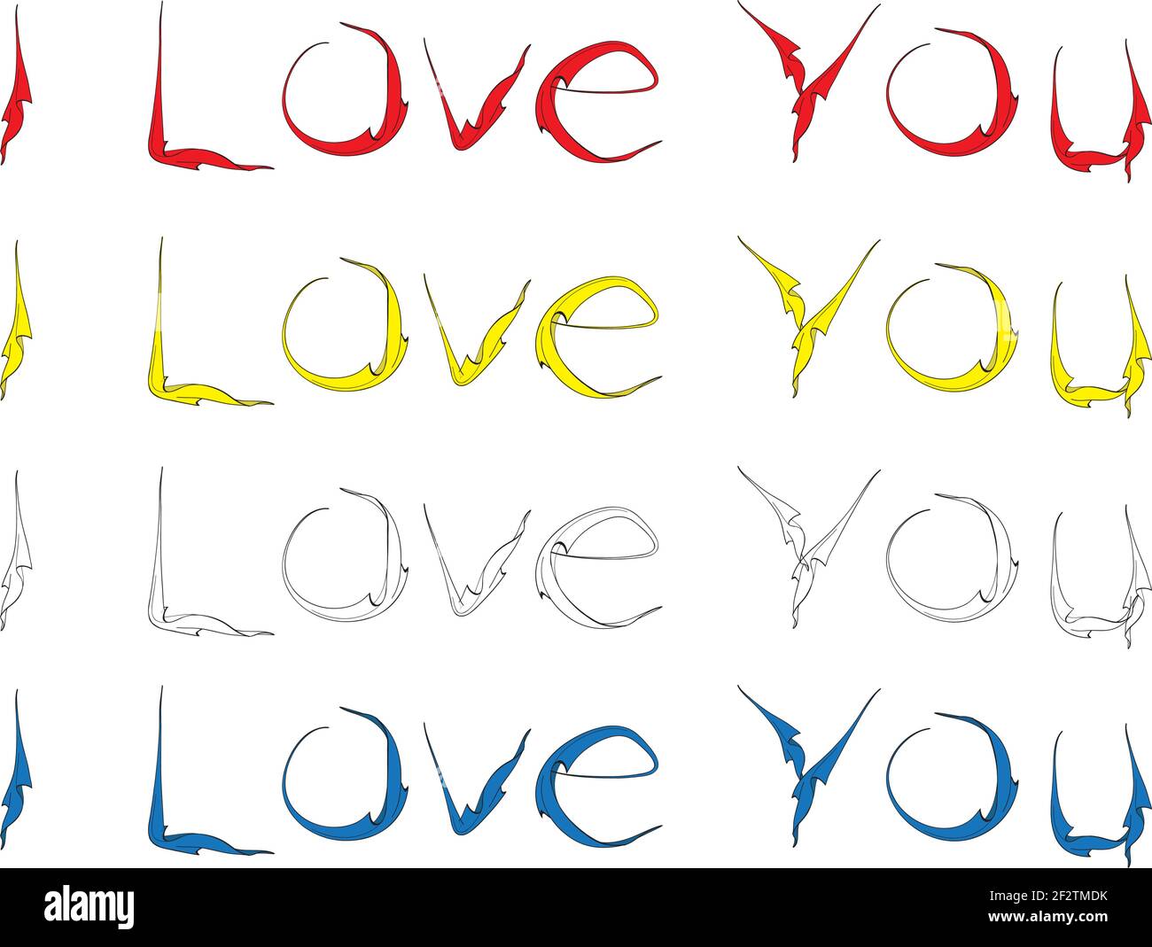 love you text design set Stock Vector Image & Art - Alamy