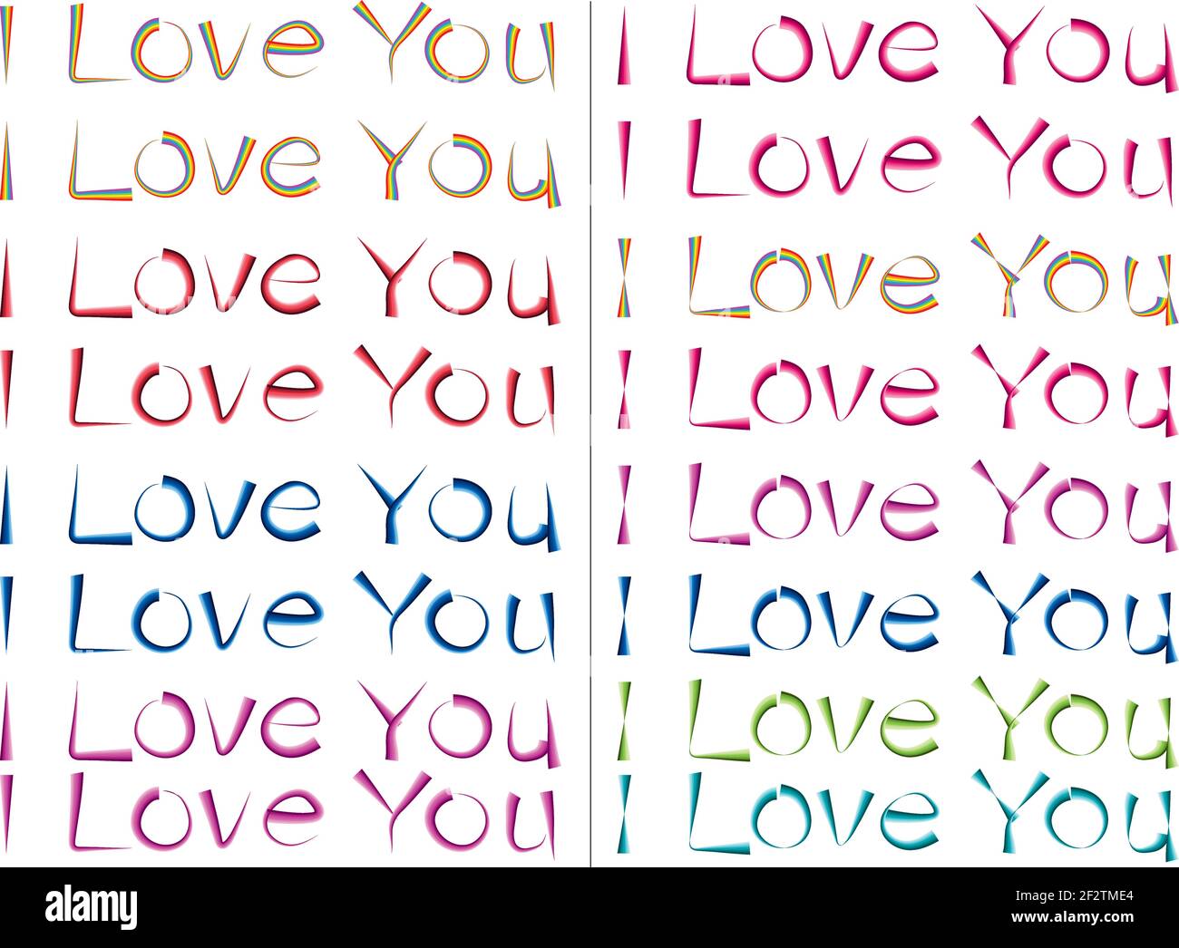 love you text design set Stock Vector Image & Art - Alamy
