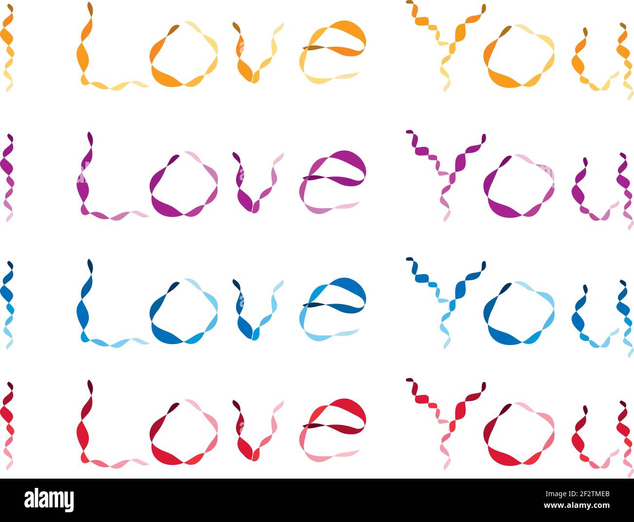 love you text design set Stock Vector Image & Art - Alamy