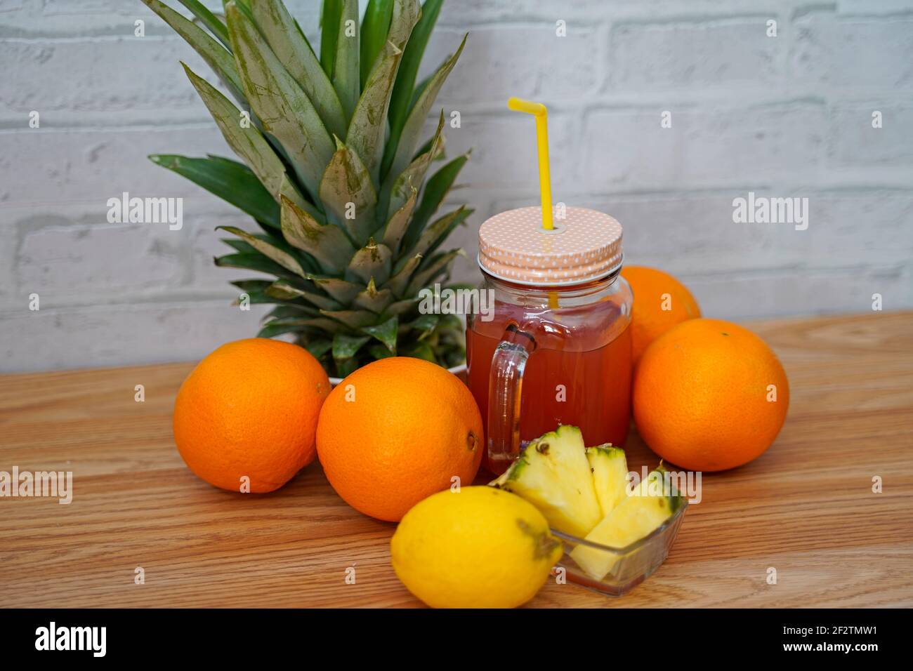 Tropical red lemonade in glass. tasty and fruity lemonade arranged in ...