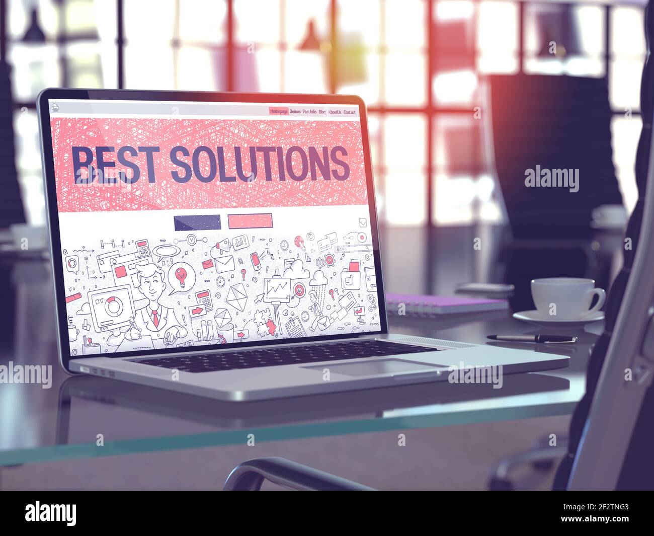 Laptop Screen with Best Solutions Concept Stock Photo - Alamy