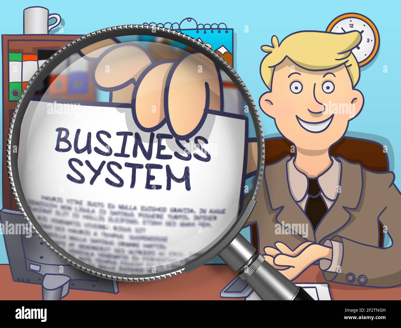 Business System through Lens. Doodle Style Stock Photo - Alamy