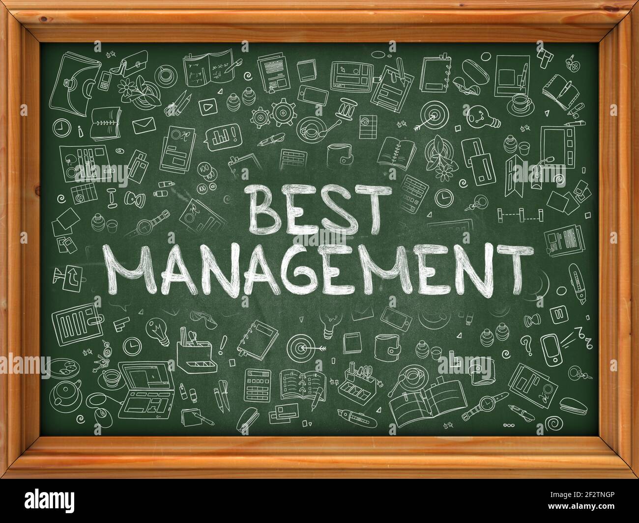 Hand Drawn Best Management on Green Chalkboard Stock Photo - Alamy