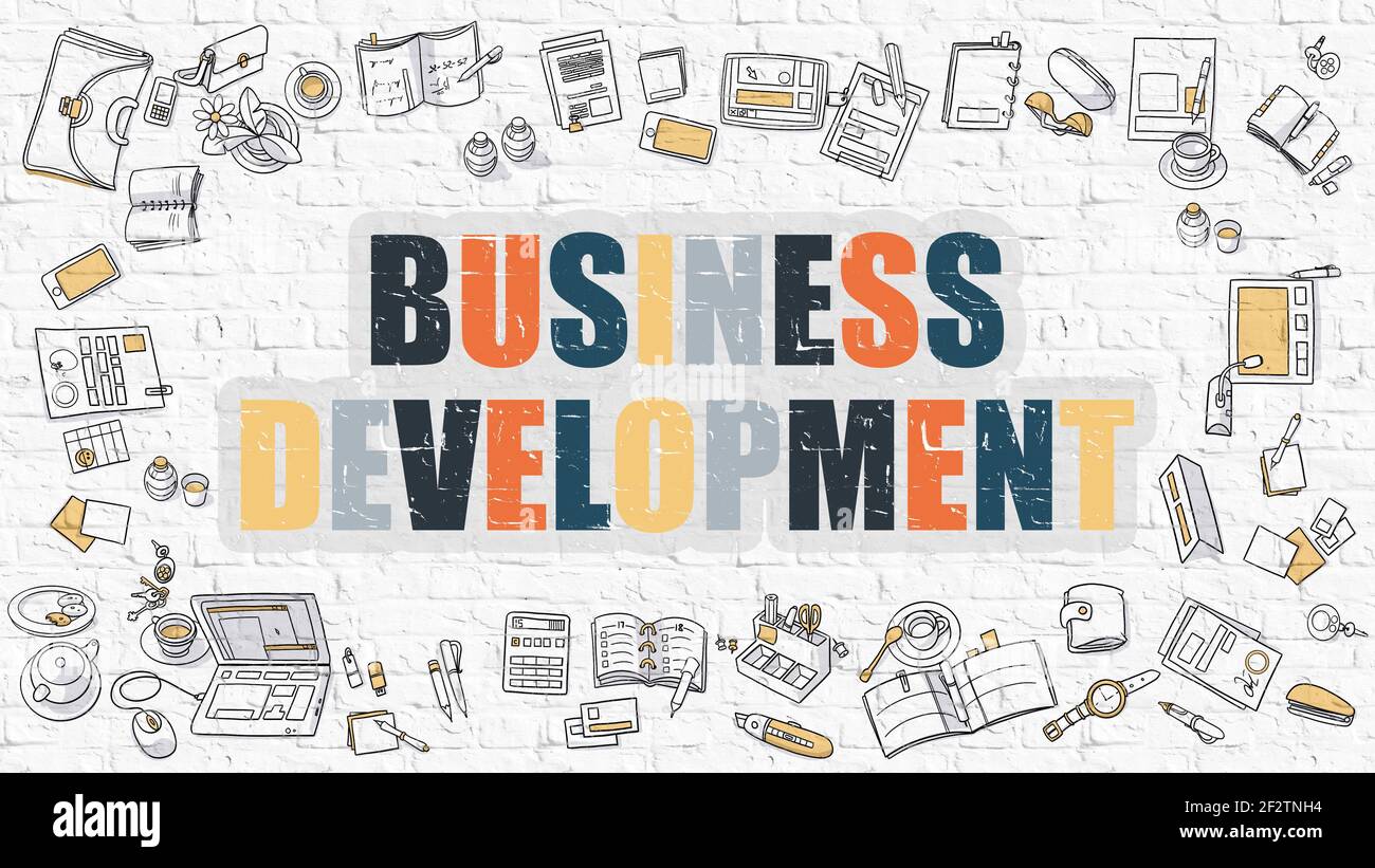 Business Development Concept with Doodle Design Icons Stock Photo - Alamy