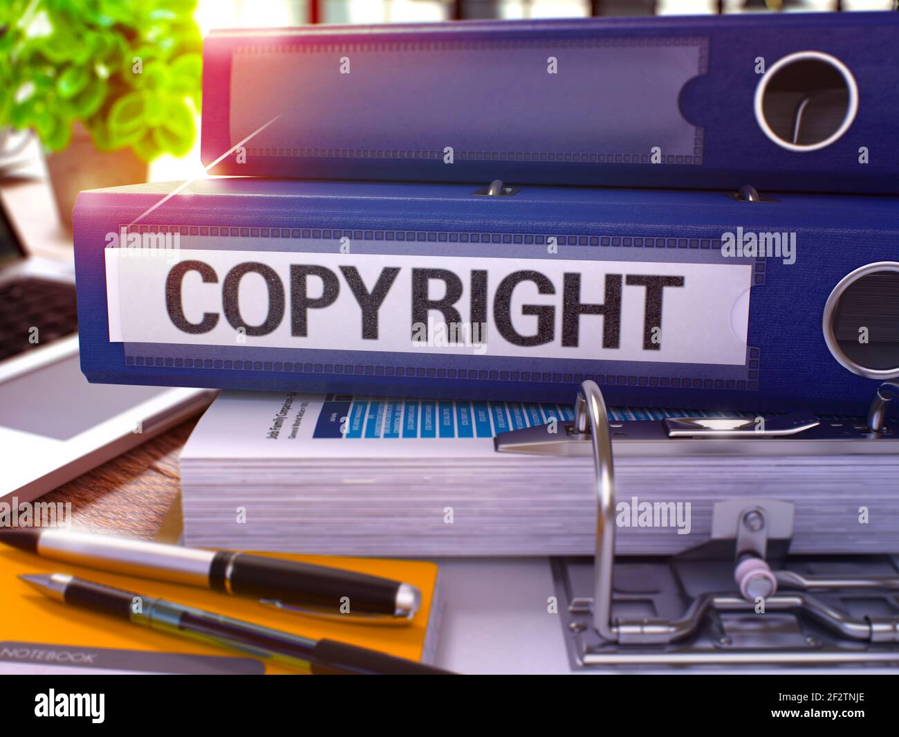 Blue Office Folder with Inscription Copyright Stock Photo - Alamy
