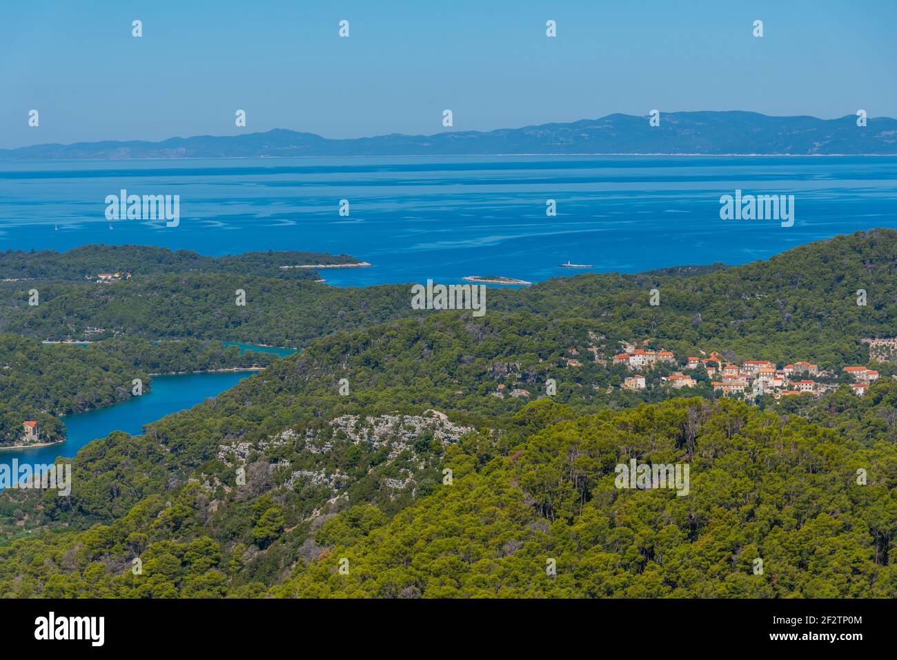 Aerial view of Govedari village at Mljet national park in Croatia Stock ...