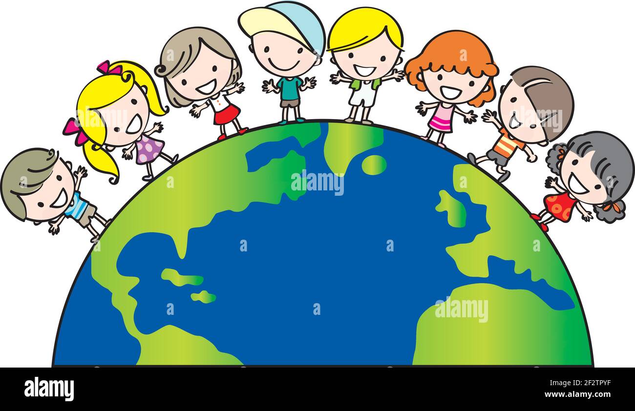 vector cartoon children on earth Stock Vector Image & Art - Alamy