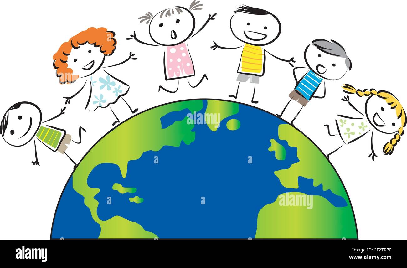 vector cartoon children on earth Stock Vector Image & Art - Alamy