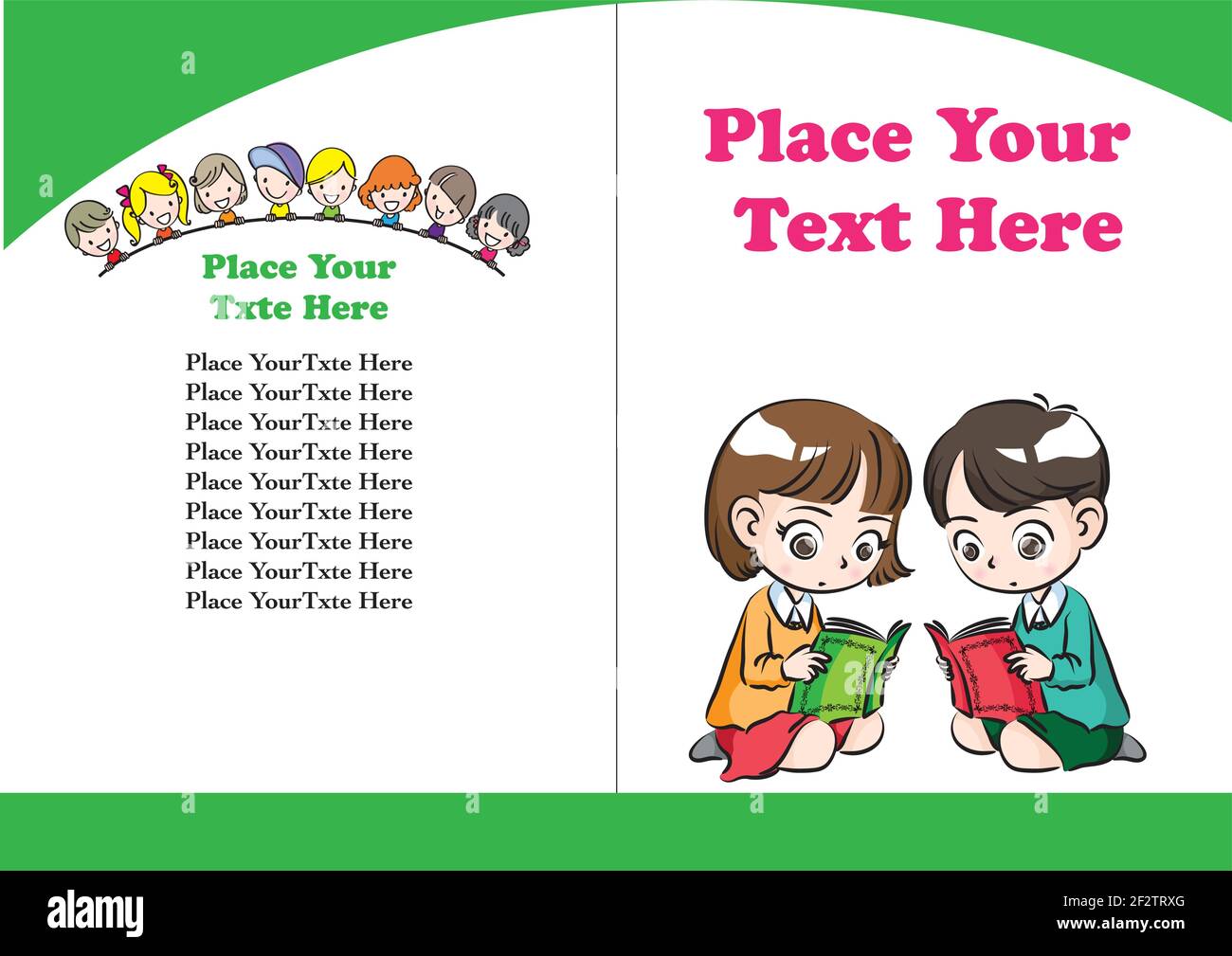 vector boy and girl reading education book cover design Stock Vector ...