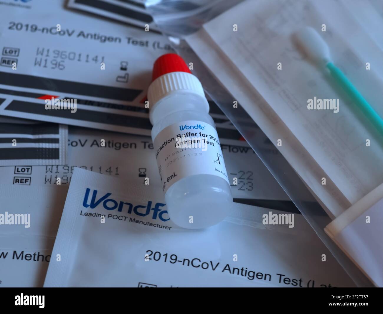 Wondfo Covid-19 or Corona Antigen Test for quick testing Stock Photo ...