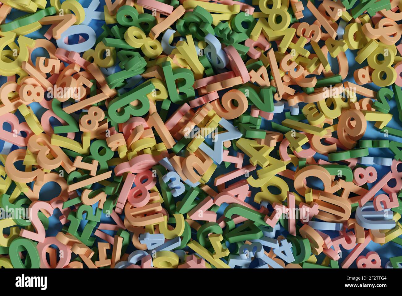 Background of colorful numbers and mathematical symbols. 3d ...