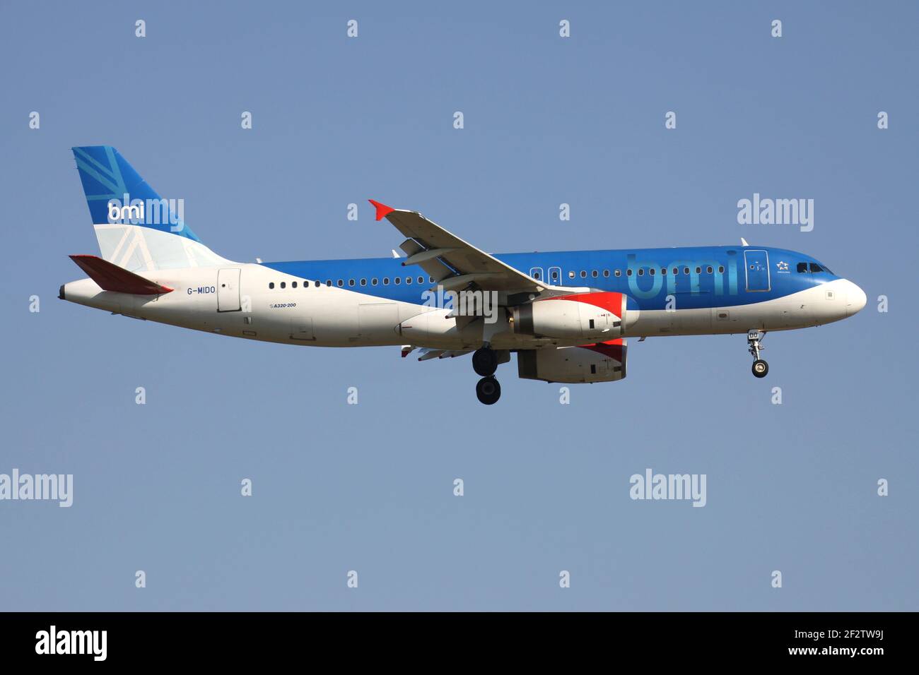 British bmi Airbus A320-200 with registration G-MIDO on final for ...