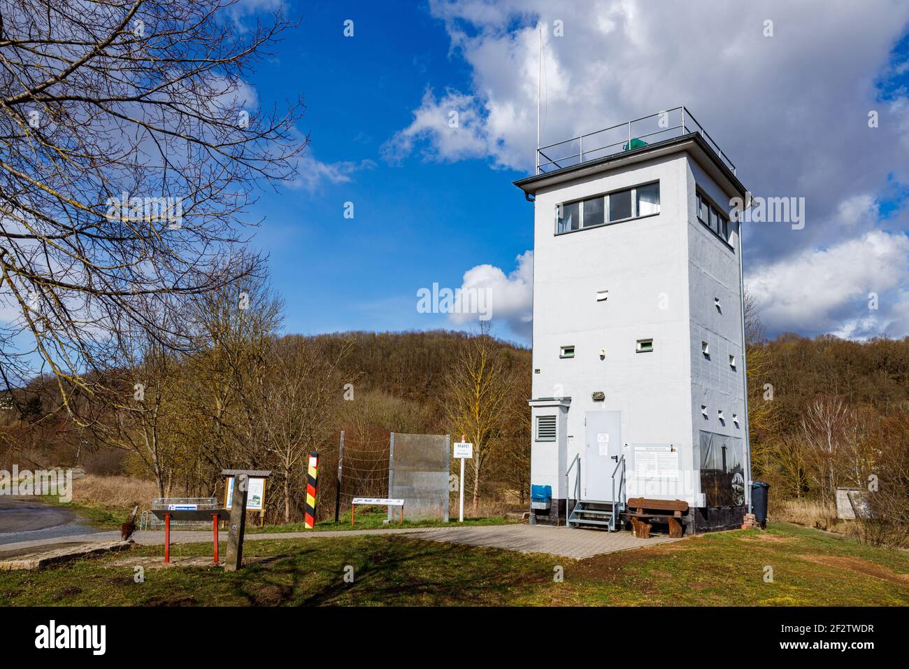 Watchtower of the German border at the Werra River in Thuringia Stock ...