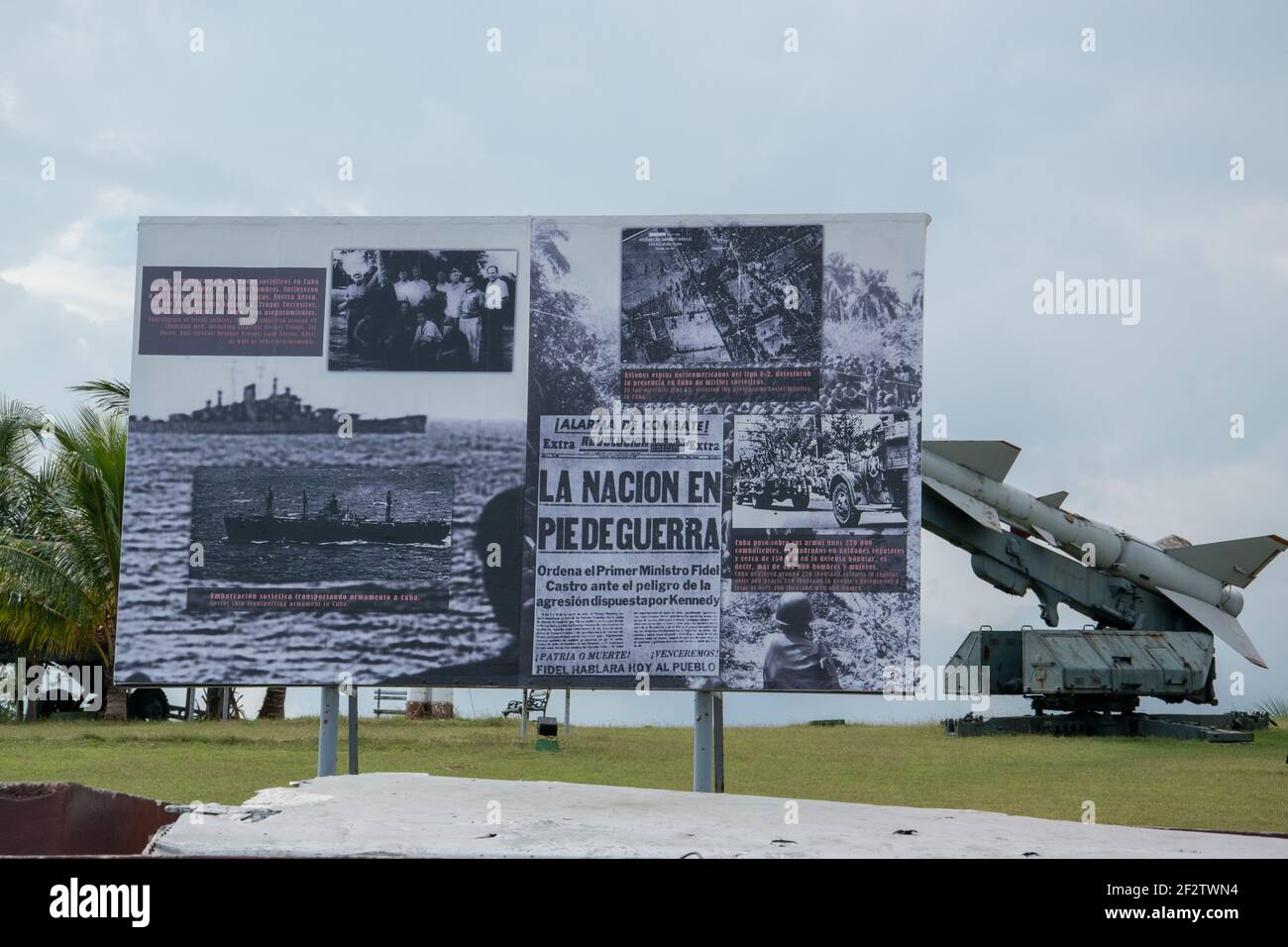 Signs mapping the timeline of the Cuban Missile Crisis at the Military ...