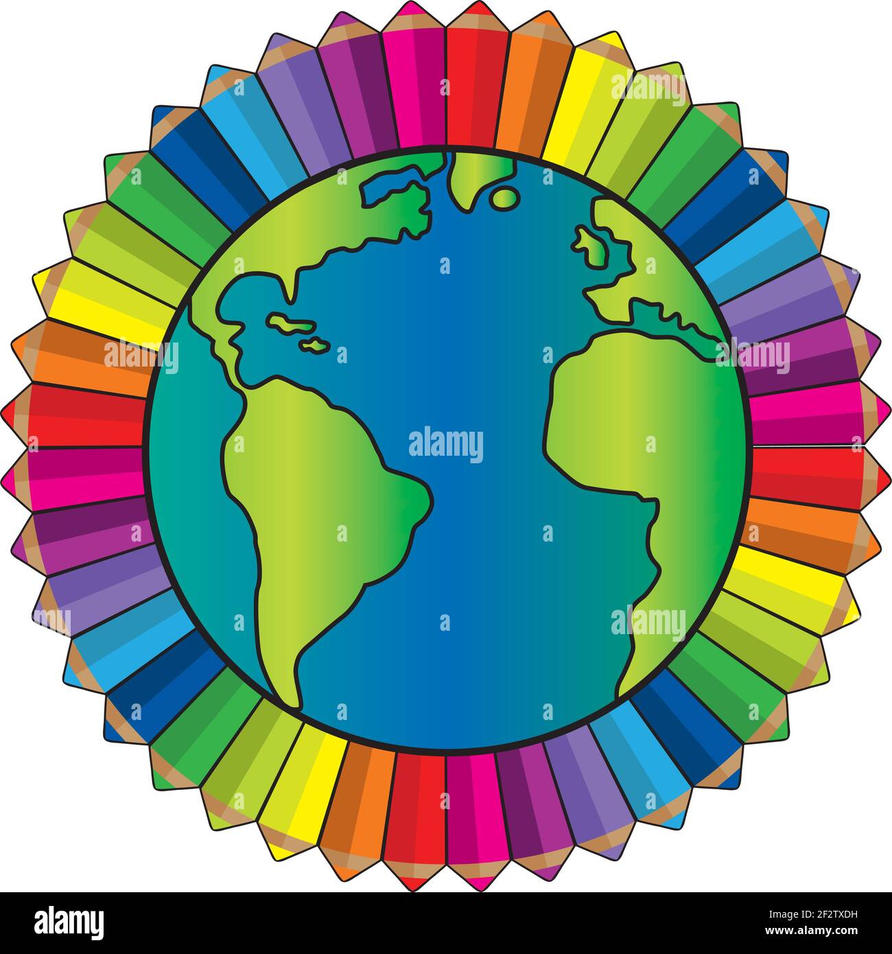 vector drawing colour pencil on earth Stock Vector Image & Art - Alamy