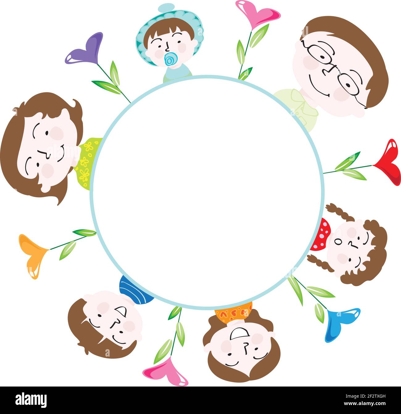 vector cartoon family border frame card background Stock Vector Image ...