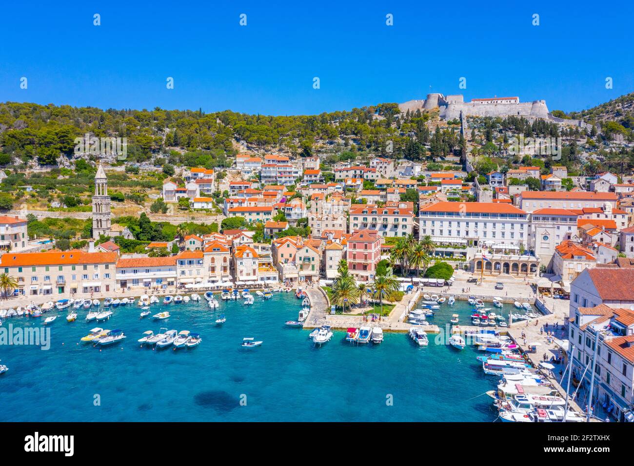 Aerial view of Croatian town Hvar Stock Photo - Alamy