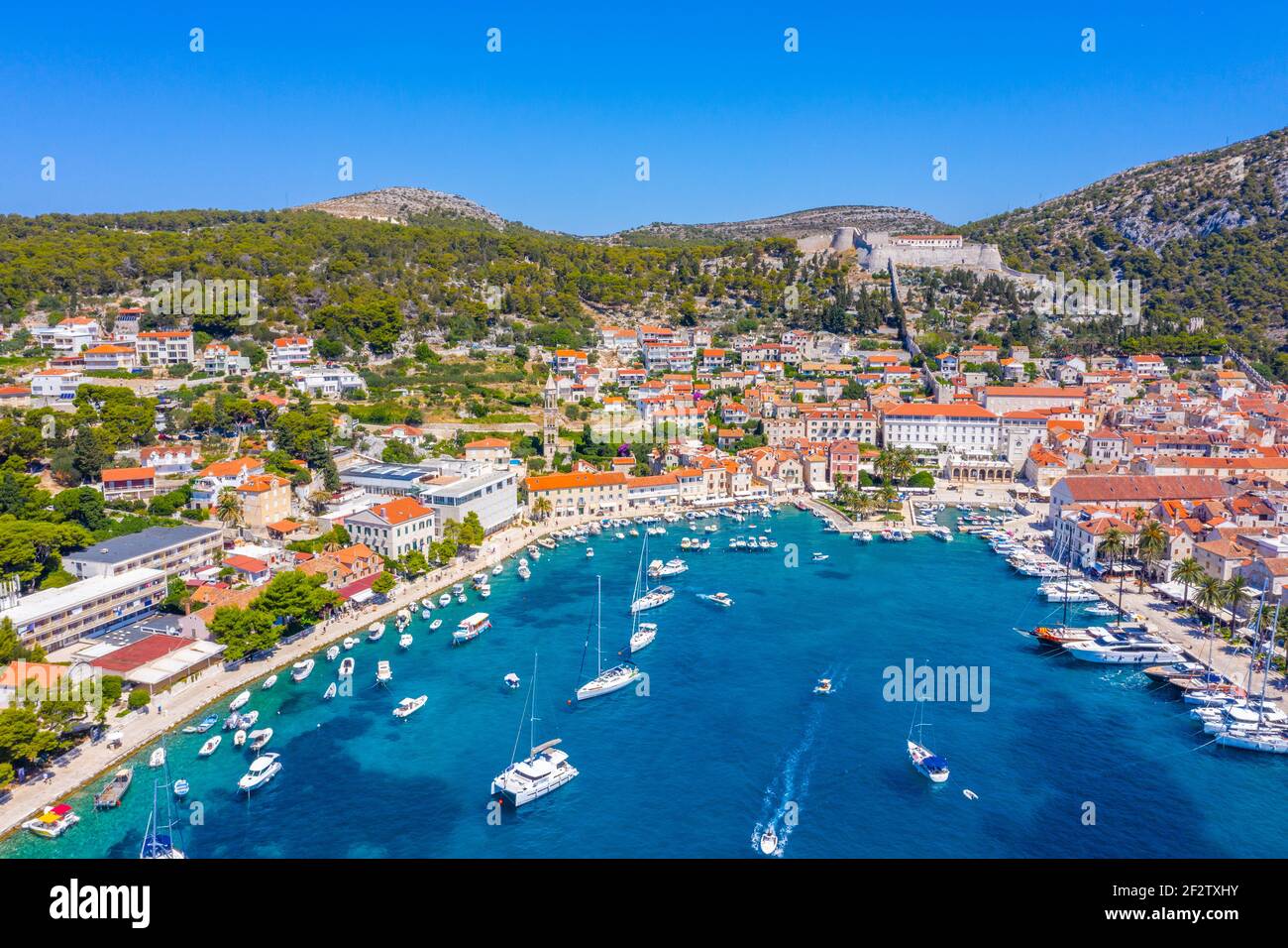 Aerial view of Croatian town Hvar Stock Photo - Alamy